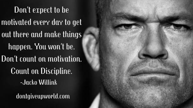 Quote on discipline by Jocko Willink - Dont Give Up World