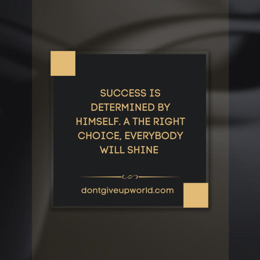 Success is determined by himself a the right choice everybody will ...
