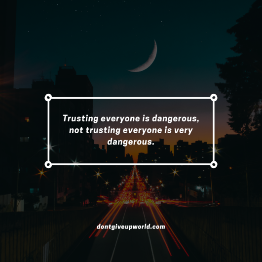 Trusting everyone is dangerous not trusting everyone is very dangerous ...